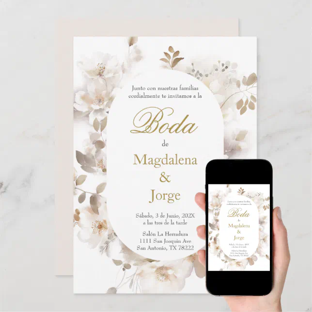 Spanish Elegant Wedding invitation | Zazzle