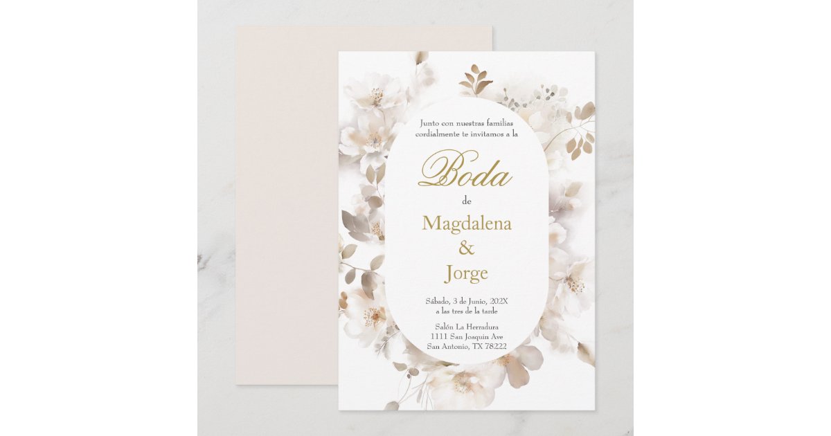 Spanish Elegant Wedding invitation | Zazzle