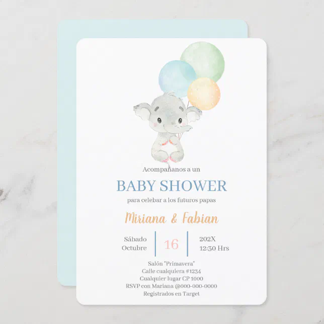 Spanish Elephant Baby Shower Invitation | Zazzle
