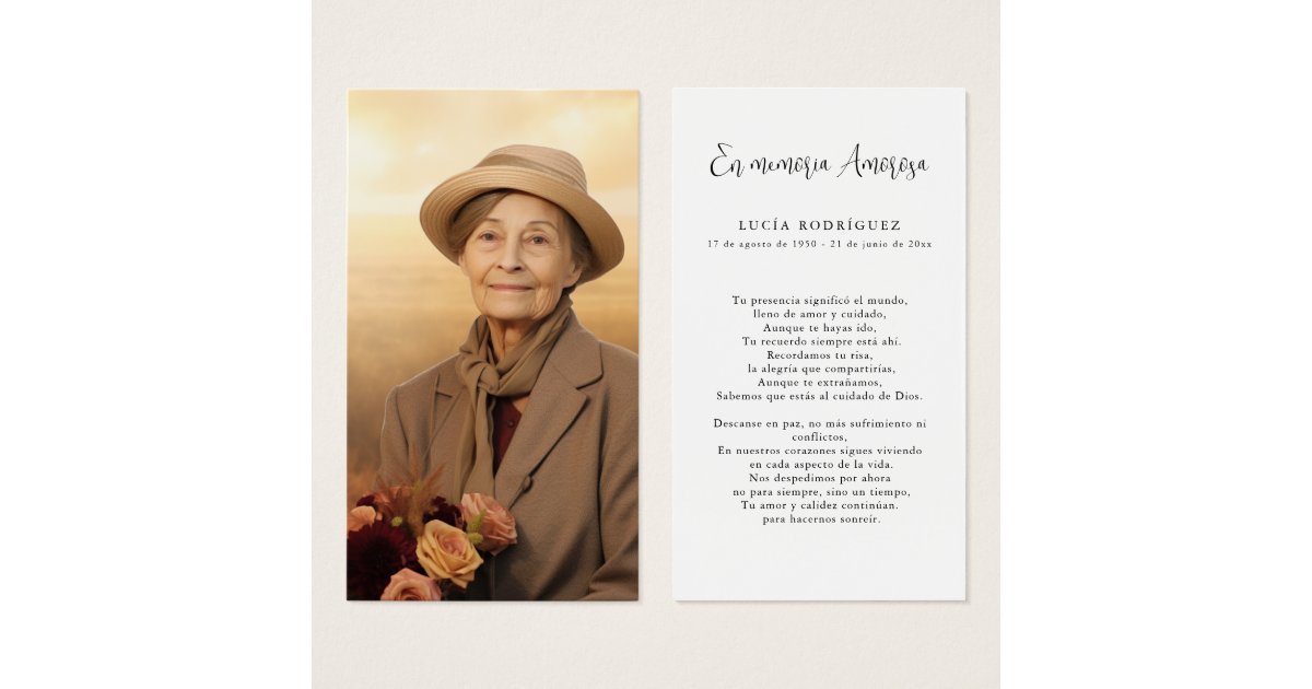 Spanish En Memoria Amorosa Prayer Photo Card | Zazzle