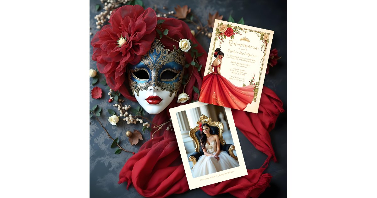 Spanish Exquisite Chic Quinceañera Masquerade Ball Invitation | Zazzle