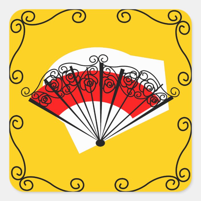 Spanish Fan Corners sticker square | Zazzle.com