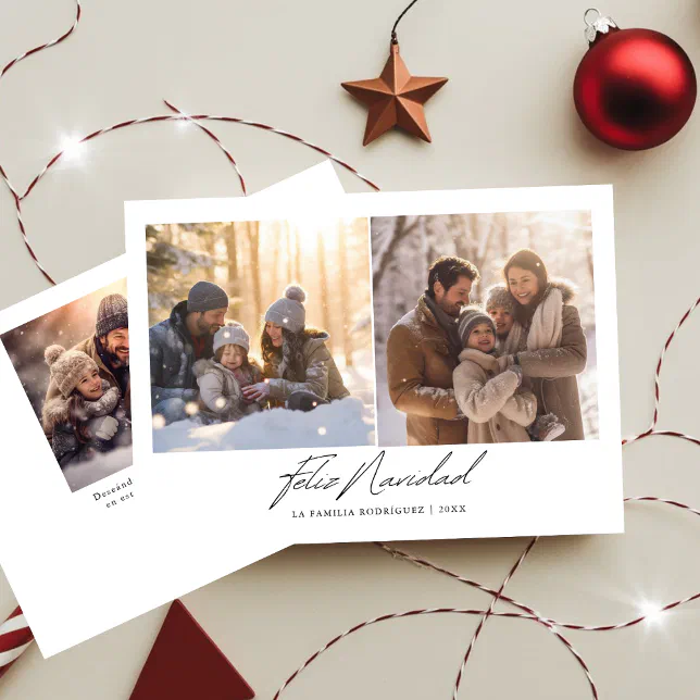Spanish Feliz Navidad Family Fun Christmas Photo Holiday Card | Zazzle