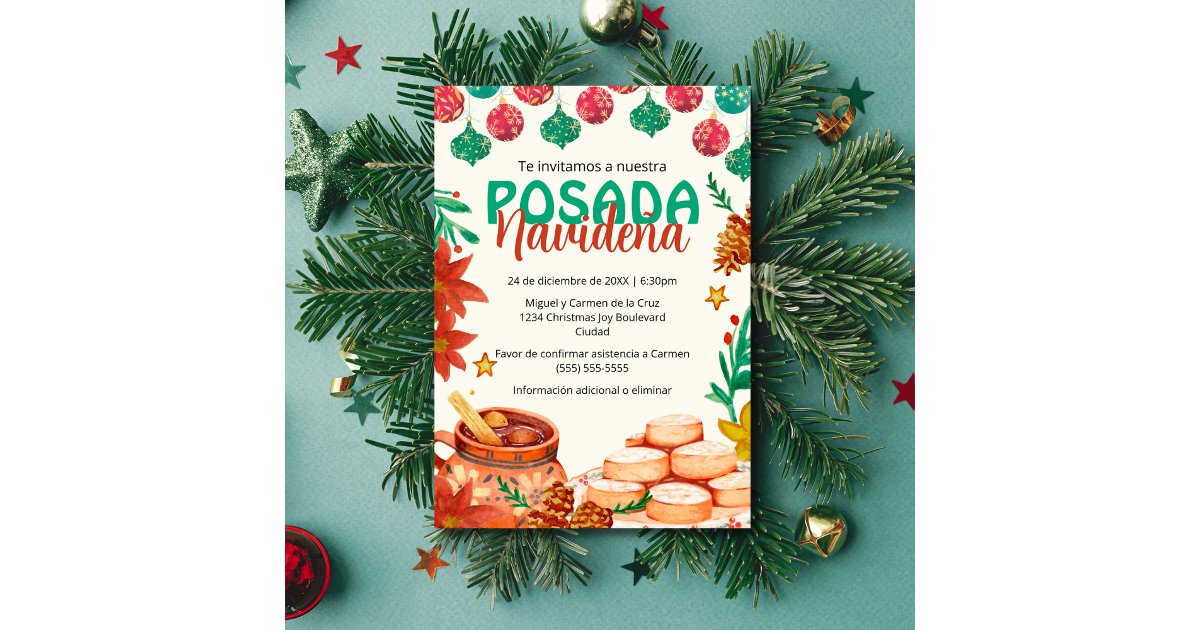 Spanish Festive Posada Navideña Christmas Party Invitation | Zazzle