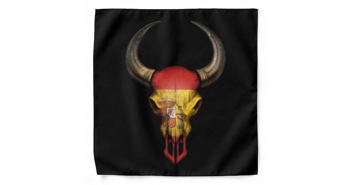 Spanish Flag Bull Skull Bandana | Zazzle