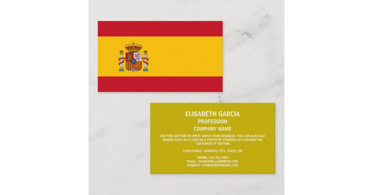 Spanish Flag, Flag of Spain Business Card | Zazzle