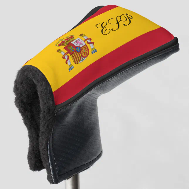 Spanish flag monogrammed golf head putter cover | Zazzle