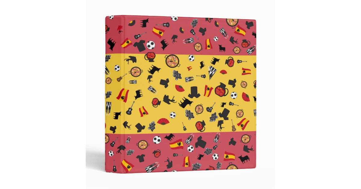 Spanish Flag with items of Spain 3 Ring Binder | Zazzle