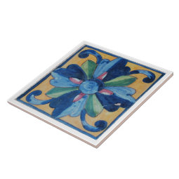 Spanish Flower Design Tile | Zazzle