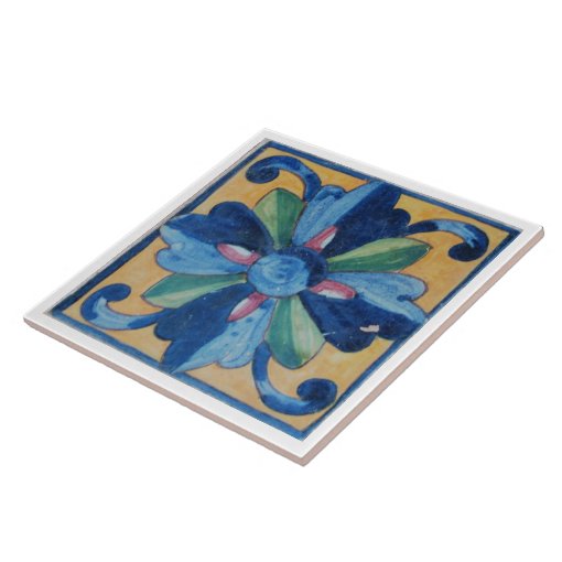 Spanish Flower Design Tile | Zazzle