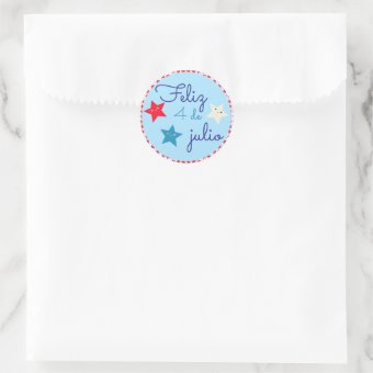 Spanish Fourth of July Patriotic Star Classic Round Sticker | Zazzle