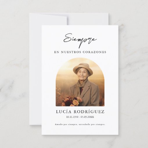 Spanish Funeral Memorial Sympathy Photo Thank You Card | Zazzle