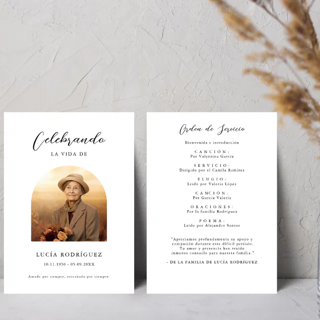 Spanish Funeral Order of Service Photo Program | Zazzle