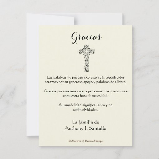 Spanish Funeral Sympathy Holy Card Thank You | Zazzle