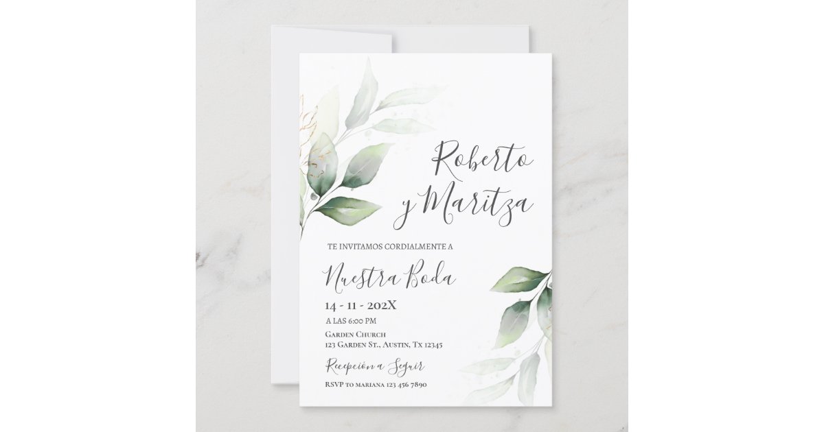 Spanish Greenery Wedding Invitation | Zazzle