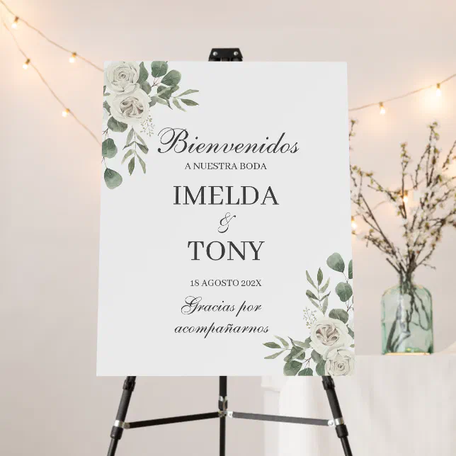 Spanish Greenery Wedding Welcome sign | Zazzle
