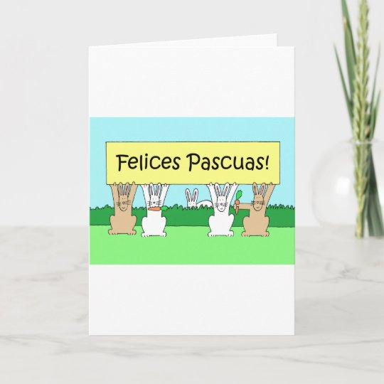 Spanish Happy Easter, Cartoon Bunnies. Holiday Card | Zazzle.com