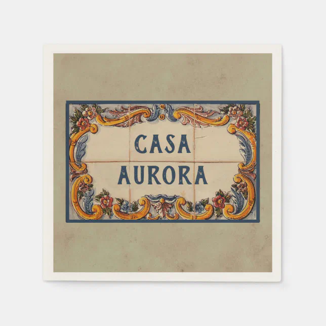 Spanish House Sign (text customizable) Napkins | Zazzle