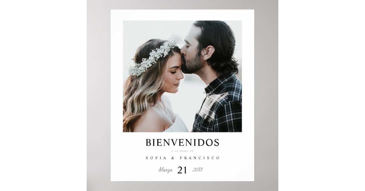 Spanish Language Bienvenidos Photo Wedding Welcome Poster | Zazzle