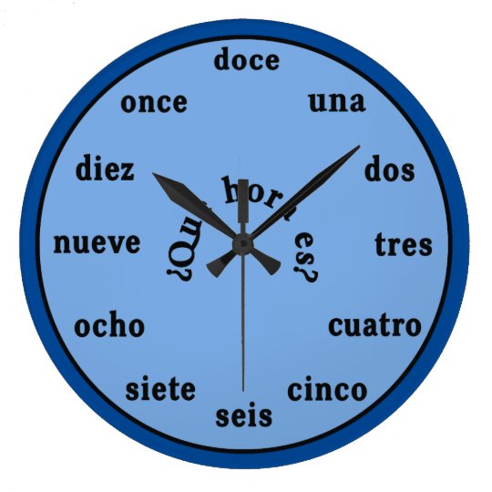 Spanish Language Wall Clock Shades of Blue | Zazzle.com