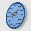 Spanish Language Wall Clock Shades of Blue | Zazzle
