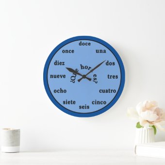 Spanish Language Wall Clock Shades of Blue | Zazzle