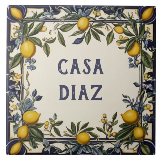 Spanish Lemon Custom House Name Plate Plaque Sign Ceramic Tile | Zazzle