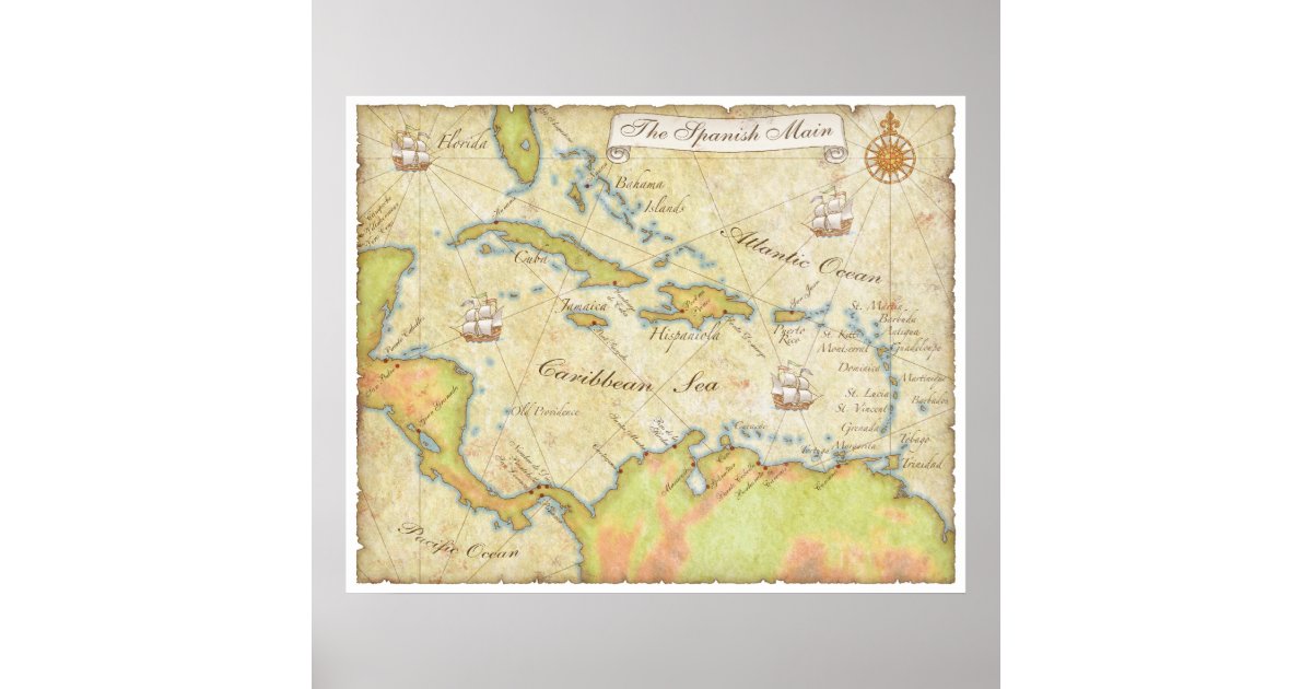 Spanish Main Map Poster | Zazzle