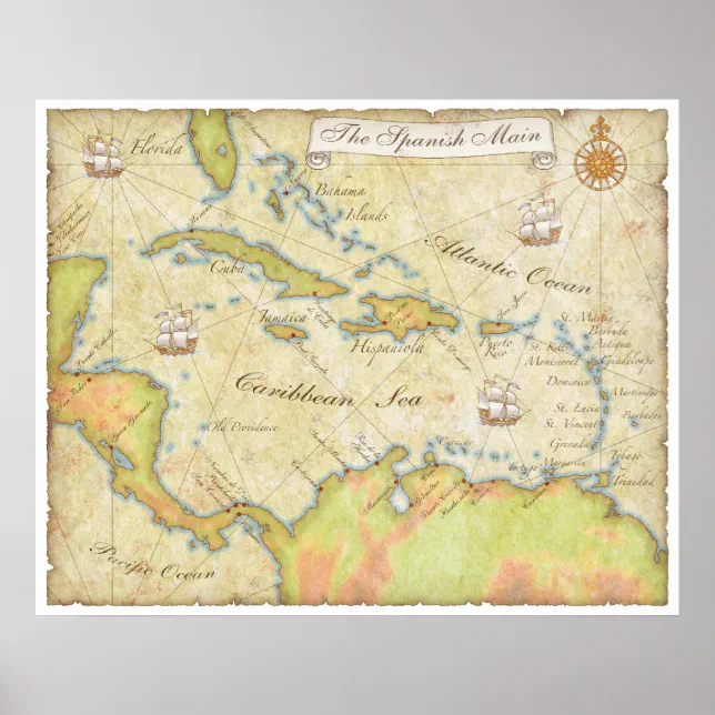 Spanish Main Map Poster | Zazzle