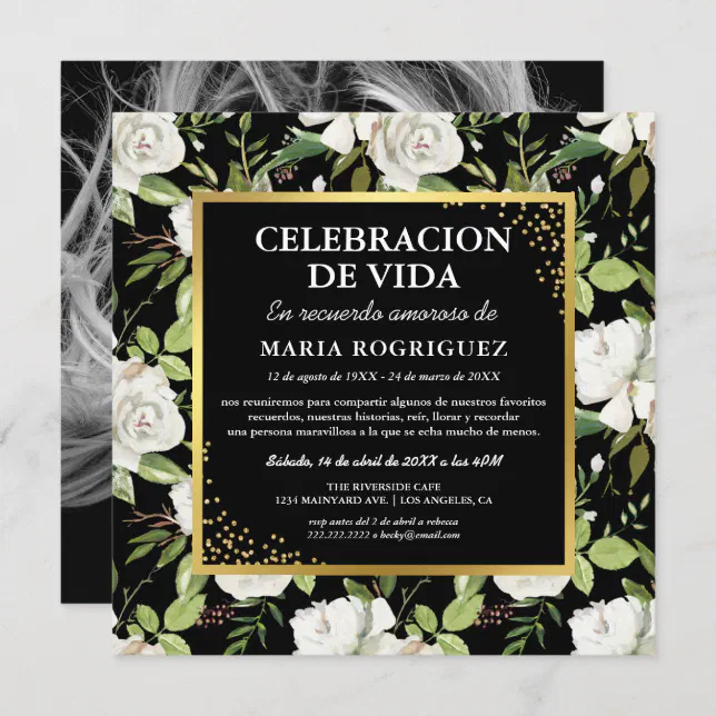 Spanish Memorial Service | Espanol Photo Funeral Invitation | Zazzle