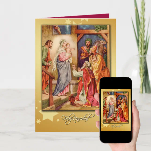 spanish merry christmas nativity card | Zazzle