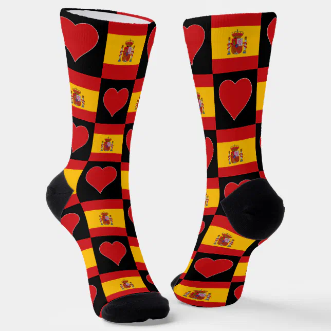 Spanish National Flag Heart Fun Spain Espana Pride Socks | Zazzle