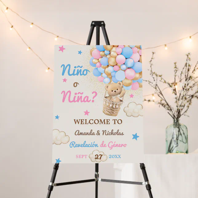 Spanish Nino o Nina Gender Reveal Welcome Sign | Zazzle