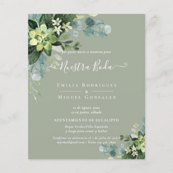 Spanish NUESTRA BODA Eucalyptus Greenery BILINGUAL | Zazzle