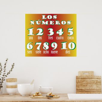 Spanish Numbers 1-10 Banner Poster | Zazzle