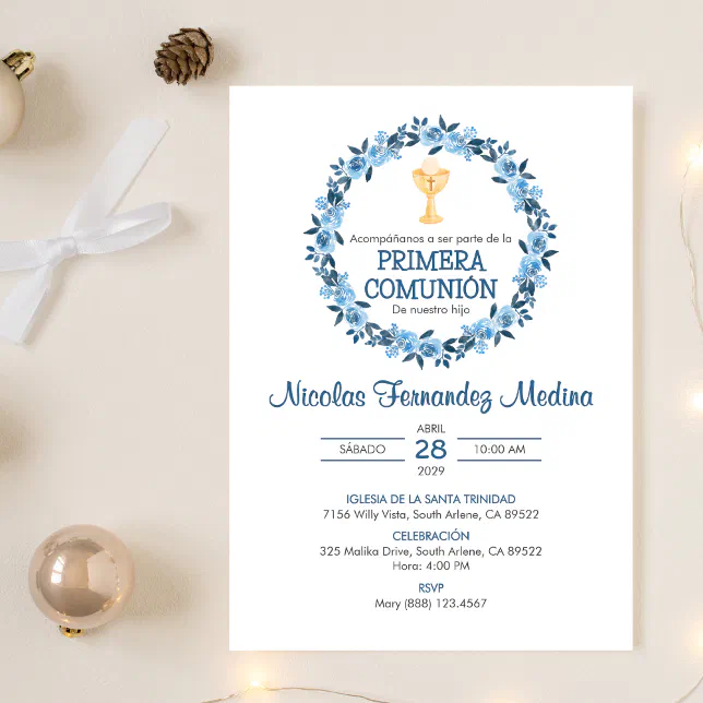 Spanish Primera Comunion Chalice First Communion Invitation | Zazzle