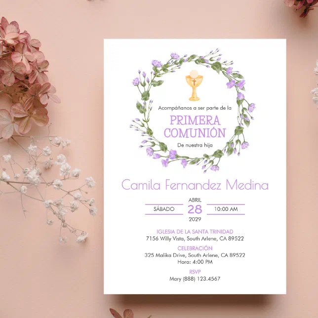 Spanish Primera Comunion Chalice First Communion Invitation | Zazzle