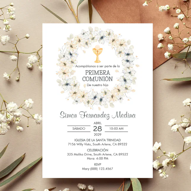 Spanish Primera Comunion Chalice First Communion Invitation | Zazzle
