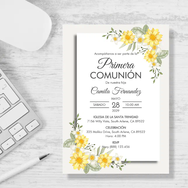 Spanish Primera Comunion Elegant First Communion Invitation | Zazzle