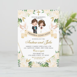 Spanish Sibling Boy and Girl First Holy Communion Invitation | Zazzle