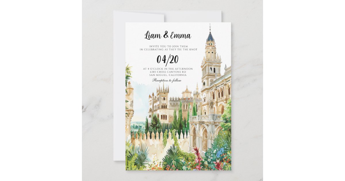 Spanish Spain landscape Destination Wedding Invitation | Zazzle