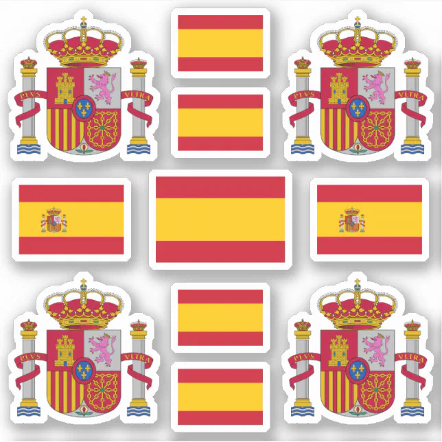 Spanish state symbols / coat of arms and flag sticker | Zazzle
