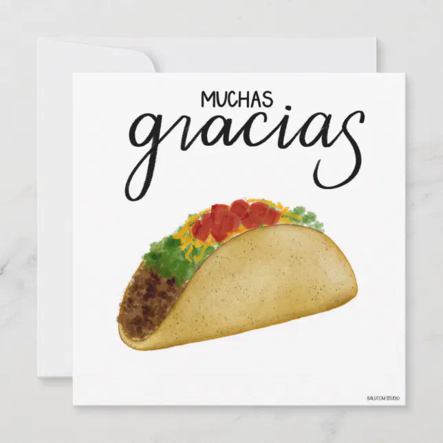 Spanish Taco Muchas Gracias Thank-you Card | Zazzle