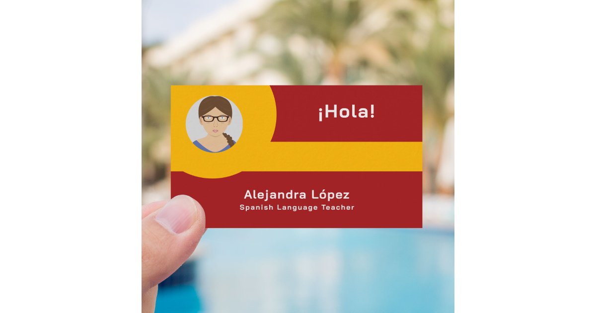 Spanish Teacher Business Card with Photo | Zazzle