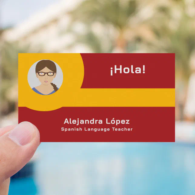 Spanish Teacher Business Card with Photo | Zazzle