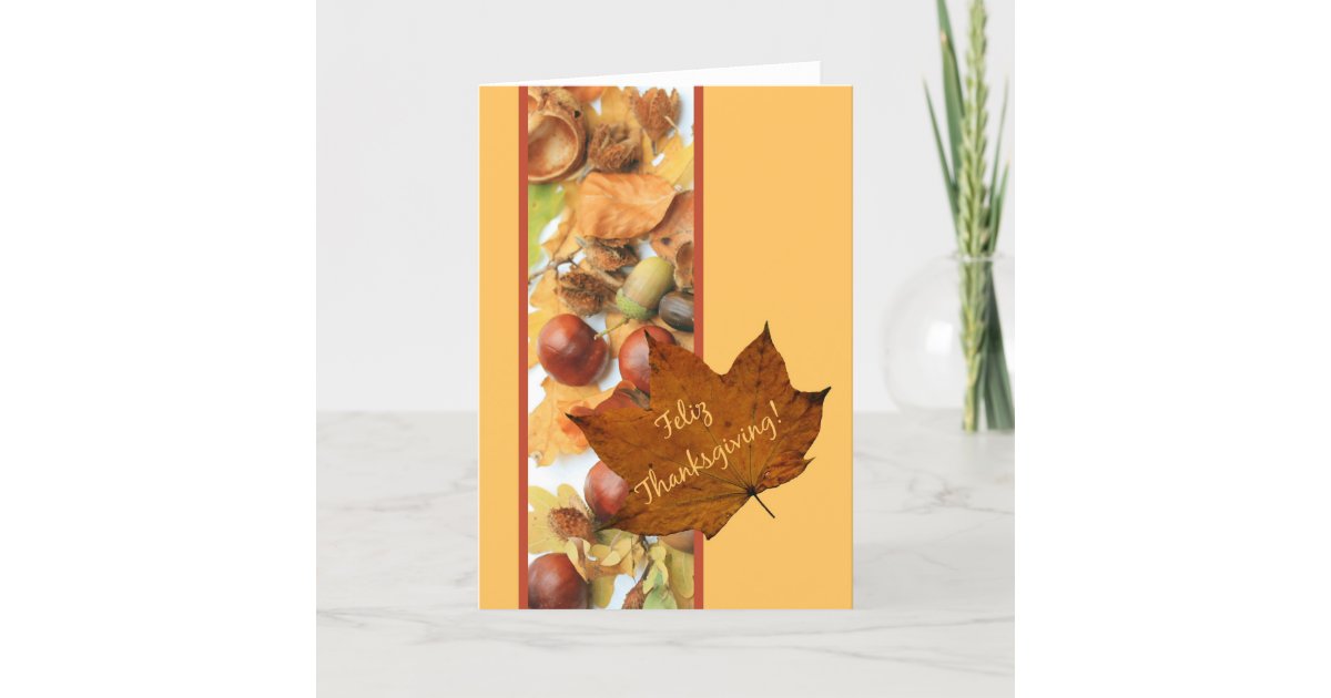 spanish thanksgiving maple leaf thanksgiving card | Zazzle