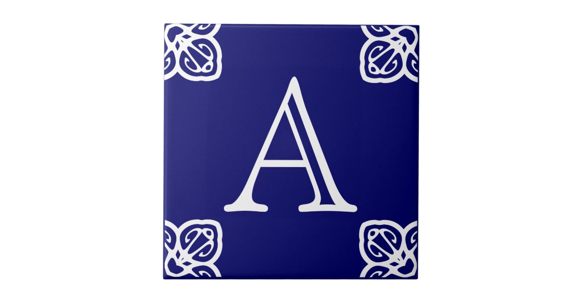 Spanish Tile Letter -White on Blue | Zazzle