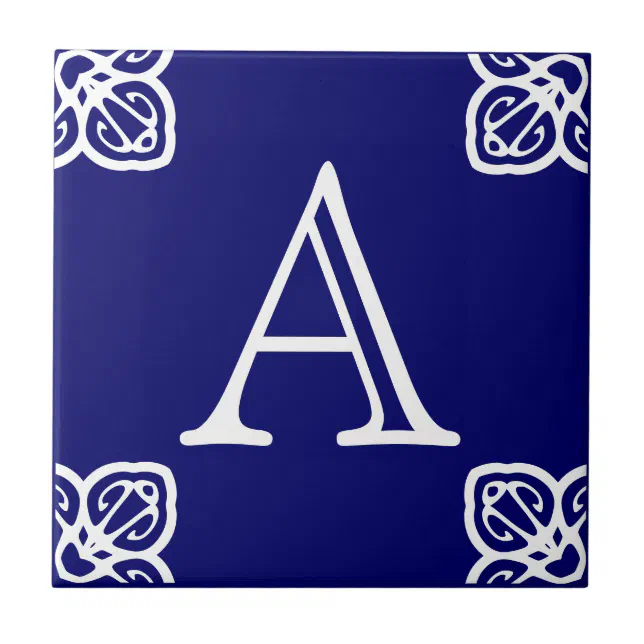 Spanish Tile Letter -White on Blue | Zazzle