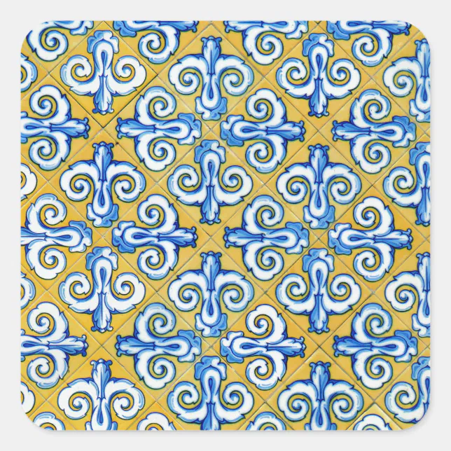Spanish Tile Square Sticker | Zazzle
