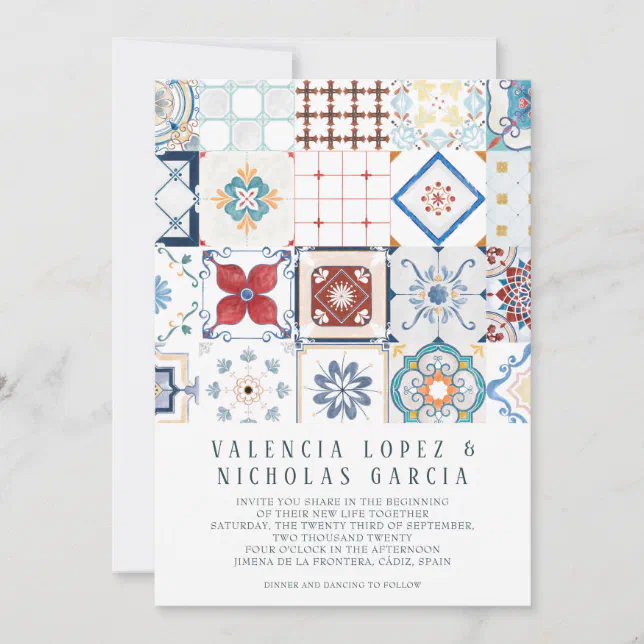 Spanish Tile Wedding Invitation | Zazzle
